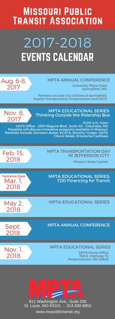 17-18 MPTA Calendar of Events - Missouri Public Transit Association